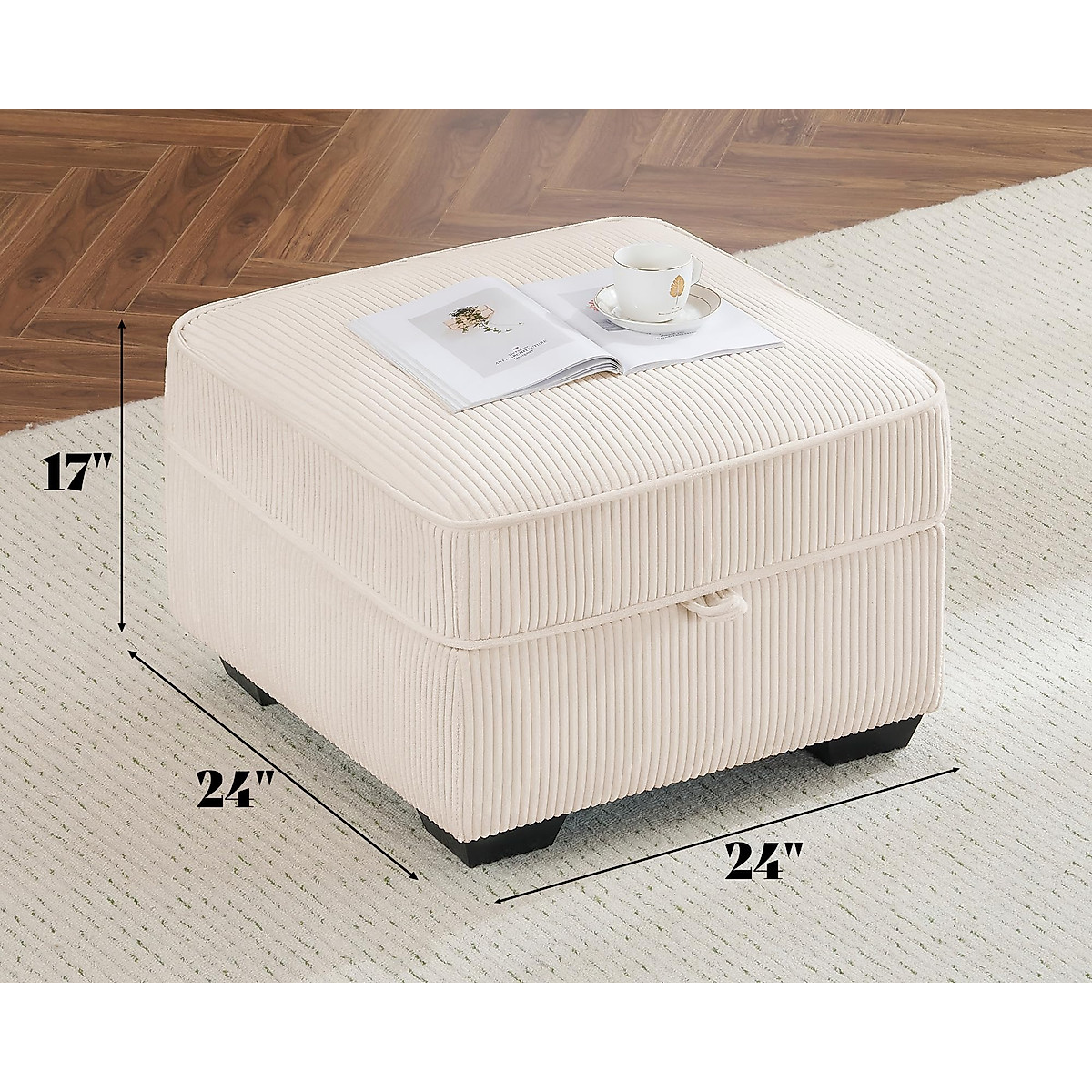 VanAcc Sofa, Modern Couch with Deep Seat, Ottoman Sofa- Comfy Couch for Living Room Apartment(Beige Corduroy)