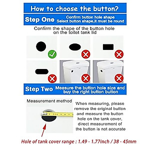 Teaayako Toilet Push Button 38mm Thread Diameter Dual Push Flushing Button Adjustable Toilet Water Tank Button,Black