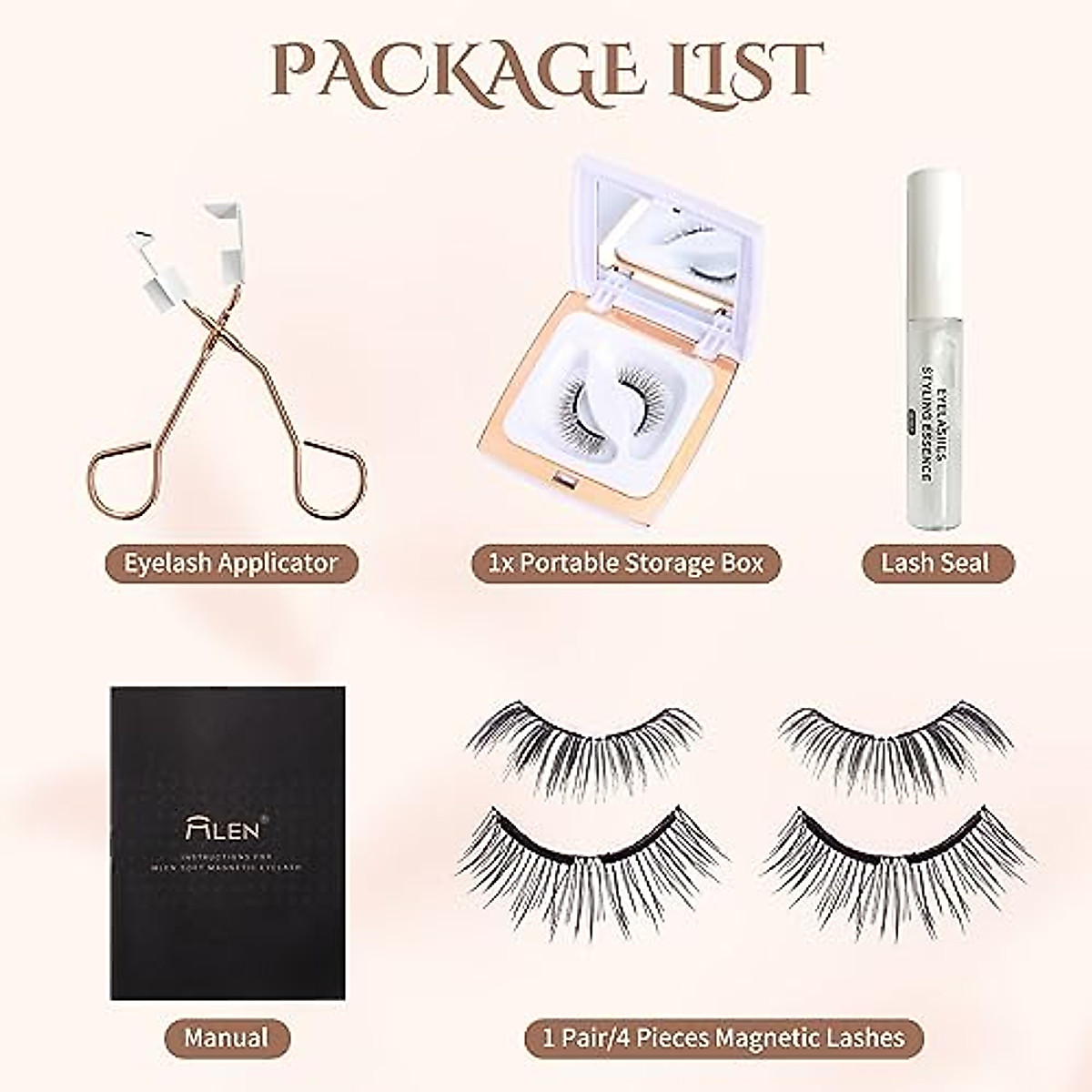 MLEN Dual Magnetic Eyelashes Natural Look Magnetic Eyelashes Without Eyeliner Soft Magnets False Eyelashes No Glue or Eyeliner Needed with Applicator Reusable 3D Fake Lashes Extension with Tweezers