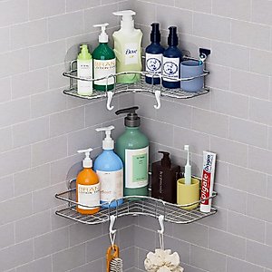 Kiemeu Corner Shower Caddy Shelf Bathroom Shower Organizer Corner Shower Shelf For Inside Shower Wall Mounted Shower Rack Organizer