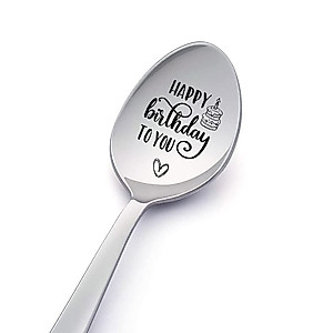 Birthday Gift Spoon for Women Men Happy Birthday to You Spoons for Daughter Brother Sister Best Friends Happy Birthday Gift for Dad Grandson Coffee Lovers Gifts