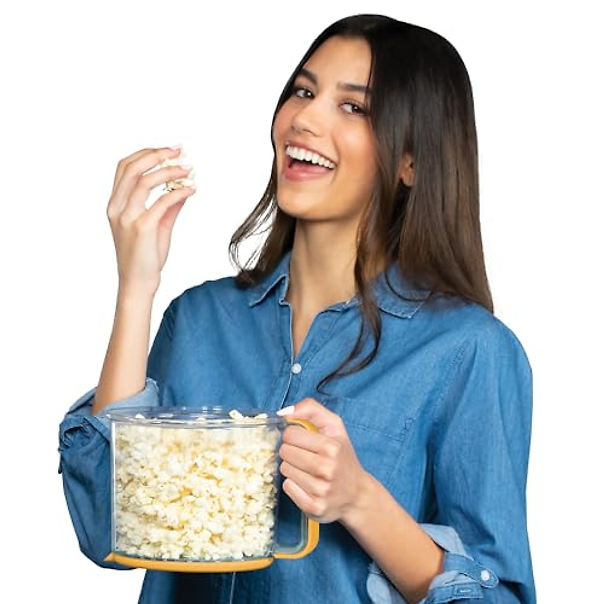 Presto 05206 Showtime Gourmet Oil Popcorn Popper - 9-Cups, Built-In Serving Bowl, Compact Design, Ceramic Nonstick, PFAS Free, Yellow