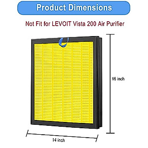 2 Pack Vital 200S H13 True Filters Replacement for LEVOIT Vital 200S Pet Allergy Air Purifier, 3-in-1 H13 Ture HEPA Filter, High-Efficiency Activated Carbon Filters, Part No.Vital 200S-RF-PA, Yellow