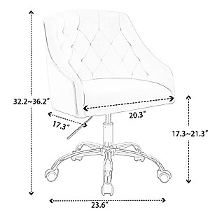 ANOUR Modern Home Office Chair, Velvet Swivel Armchair, Velvet Office Chair with Soft Seat, Adjustable Task Chair Computer Desk Chair for Living Room Bedroom Study Pink