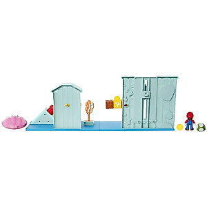 Nintendo Super Mario Deluxe Underwater Playset with 5 Interactive Environmentpiece – Includes 2.5” Mario Figure, 1-Up Mushroom Accessory & Warp Pipe Coin Launcher