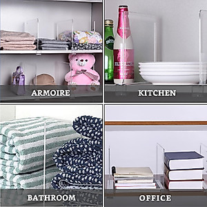 GBACHOOSE 12PCS Clear Shelf Dividers, Acrylic Shelf Dividers for Closet Organization Closet Shelf Divider, Vertical Adjustable Shelving Separators for Clothing Purse, 11.8x7.8 Inch