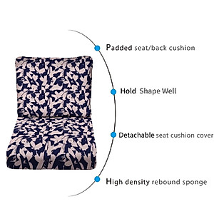 2-Piece Outdoor Deep Seat Cushion Set Pink and Navy Floral brush strokes seamless for fashion prints Back Seat Lounge Chair Conversation Cushion for Patio Furniture Replacement Seating Cushion