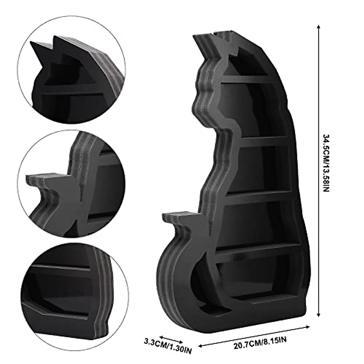 Alapaste Moon Shelf Cat Design,Wooden Crystal Shelf Jewelry Holder,Cute Moon Phase Crystal Shelf,Wall Mounted Floating Shelves,Reversible Essential Oil Shelf for Living Room,Dinning Room,Bed Room