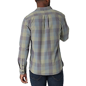 Lee Men's Working West Relaxed Fit Long Sleeve Shirt, Deep Lichen Green Plaid, Large
