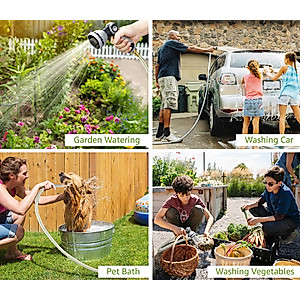 Tuyeho Retractable Garden Hose Reel 90 FT, Wall Mount Heavy Duty Water Hose Reels with Automatic Slow Rewind System, Outdoor Hoses Reel with 2 Hose Nozzles for Garden Watering, Car Wash, Pet Shower