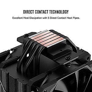 ID-COOLING SE-225-XT Black CPU Cooler 5 Heatpipes CPU Air Cooler 2x120mm Push-Pull PWM Fans CPU Fan for Intel/AMD, LGA 1700 Compatible
