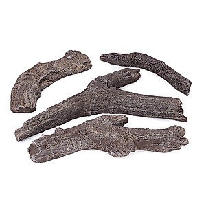 Stanbroil 4-Pc Fireplace Cement Gas Log Set for All Types of Ventless, Gel, Ethanol, Electric, Propane, Indoor or Outdoor Fireplaces and Fire Pits
