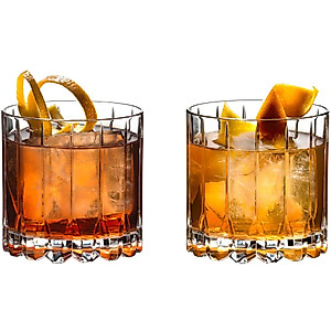 Riedel Personalized Crystal Rocks Glass Pair, Set of 2 Custom Engraved Rocks Glasses for Whiskey, Mixed Drinks and Cocktails on the Rocks, Home Bar Accessories