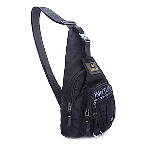 Innturt Nylon Sling Bag Small Backpack Crossbody Shoulder Bag Sling Pack Black
