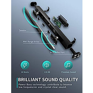 Sound Bar, Sound Bar for TV, Soundbar with Built-in Subwoofer, Wired & Wireless Bluetooth 5.0 Speaker for TV, HDMI/Optical/Aux/USB, Wall Mountable, Surround Sound System for TV & Home Theater 2023 NEW