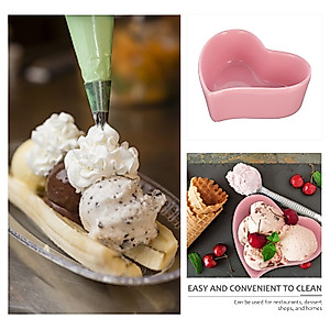 CLISPEED 3pcs Ceramic Heart Bowl Porcelain Sauce Dish Pink Heart Shaped Dip Bowls Ceramic Ring Dishes Candle Tray Dessert Bowl Snack Bowl Salad Fruit Bowl for Pasta Dinner
