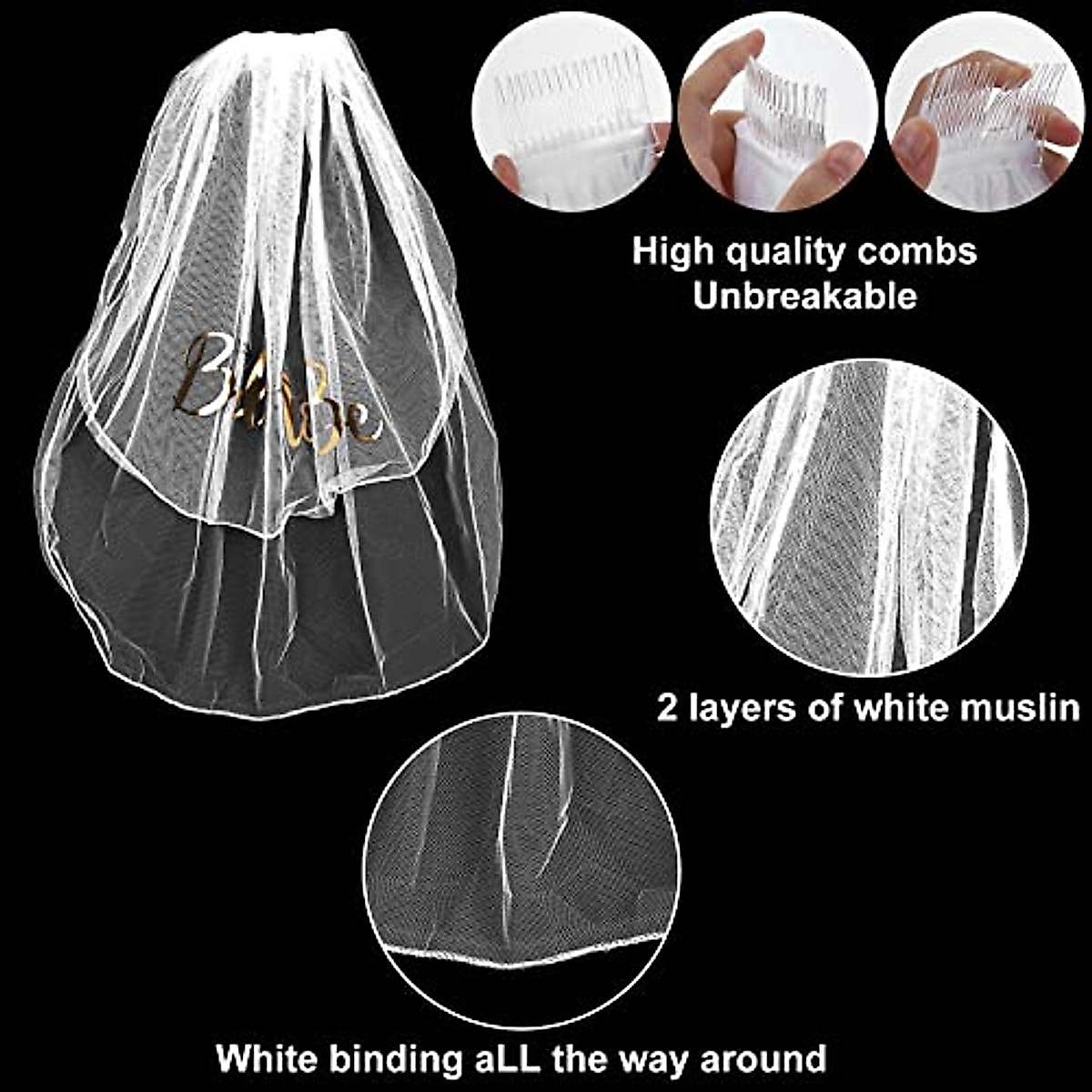 3pcs Bachelorette Party Accessories Set Include Bride to Be Sash and Veil with Bride Tiara Bridal Decoration Accessories for Bride Bachelorette Hen Night Party