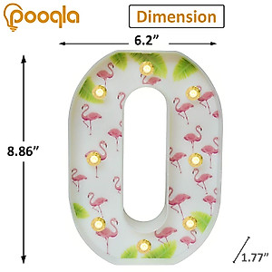 Pooqla Marquee Letters Tropical Luau Party Supplies Flamingos Palm Trees Painted LED Letter Sign Light for Hawaiian Party Decoration Birthday Bedroom Wall Decor Table Centerpieces O