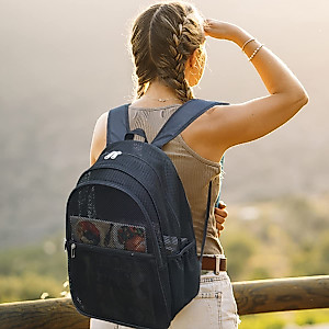 COVAX Mesh Backpack, Heavy Duty Mesh School Backpack, Black Mesh Backpack with Comfort Padded Back for Travel, Swimming, Beach, Outdoor Sports