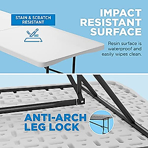 Sorfey Portable Folding Table 6-Foot X 30 inch Plastic Indoor & Outdoor for Picnic, BBQ, Party,