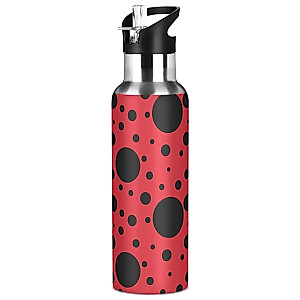 xigua Ladybug Water Bottle Double Walled Stainless Steel Leak Proof Thermo Flask for Sports Gym Cycling Outdoor,20 oz.