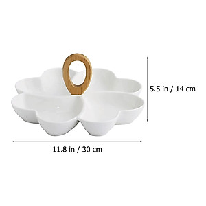 Cabilock Heart-shaped Dim Sum Plate Veggie Dip Fruit Basket Bowl Snack Serving Plate Divided Appetizer Tray Appetizer Serving Tray Porcelain Jewelry Plate Food White Ceramics Bamboo Camping