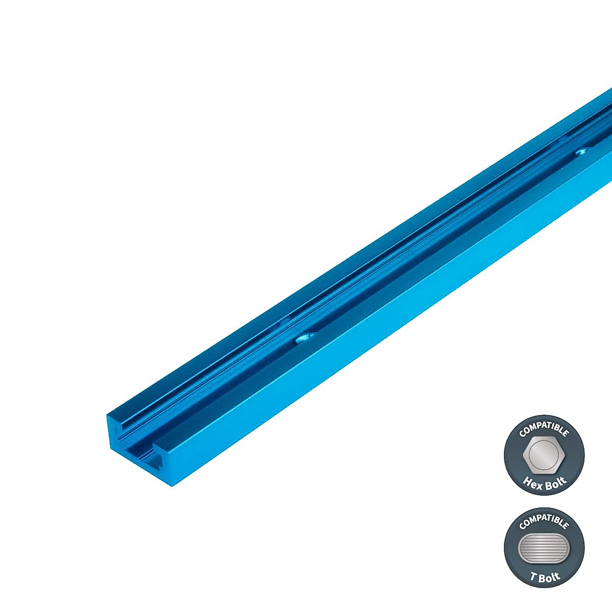 POWERTEC 71067 48 Inch Double-Cut Profile Universal T-Track with Predrilled Mounting Holes, 1PK, T Track for Woodworking Jigs and Fixtures, Drill Press Table, Router Table, Workbench