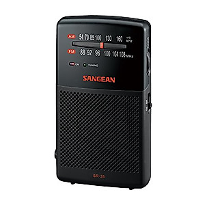 Sangean SR-35 AM/FM Pocket Analog Radio, Black