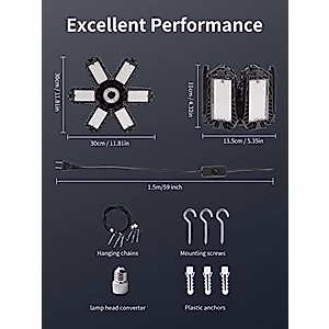 LED Garage Light, 185W 18500LM Plug in LED Shop Light, Linkable Garage Light with Plug Deformable 6 Panels, 6500K LED Garage Ceiling Lights for Garage, Warehouse, Barn, Basement Built-in ON/Off