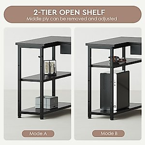 Ｍａｉｈａｉｌ Maihail Home Office Desk with Drawers and Shelves, 47” Computer Corner Desk for Small Space, Small L Shaped Desk with Side Storage for Bedroom, Black