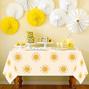 G1ngtar 3Pcs Boho Sun Birthday Party Tablecloths Boho Hippie Sunshine Disposable Plastic Waterproof Rectangular Table Covers First Trip Around The Sun Party Decorations Baby Shower Supplies