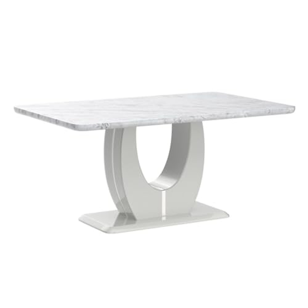 Yoluckea Modern Dining Table for 4-6, 63" Rectangular Faux Marble Dining Table with 1.4" Thicken Tabletop & U Shape MDF Bracket for Kitchen Dining Room Living Room Meeting Room Banquet Hall