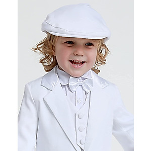 A&J DESIGN Infant Boy Christening Hat 3-6 Months Flat Paperboy Cap White