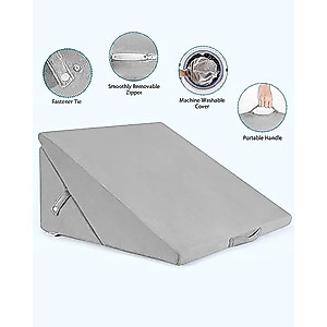 Lossey Wedge Pillow for After Surgery, Adjustable 9" & 12" Bed Wedge Pillow for Sleeping, Foldable Memory Foam Triangle Pillow for Snoring, Acid Reflux, GERD, Back and Leg