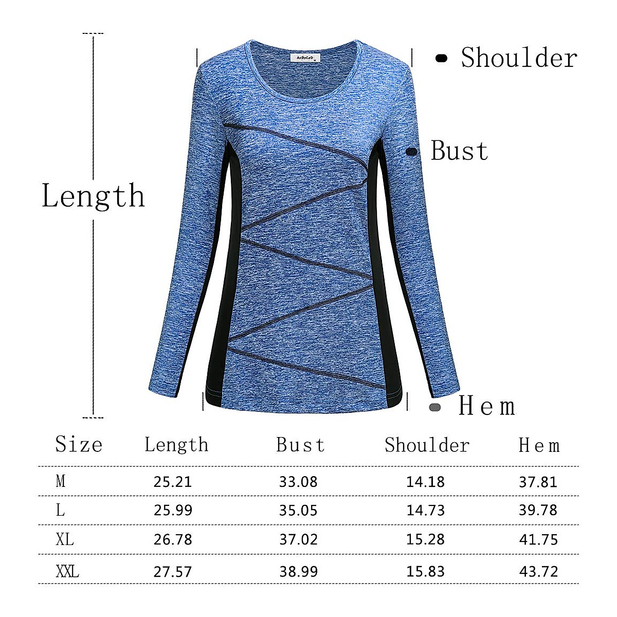 AxByCzD Exercise Tops for Women Yoga Long Sleeve Athletic Wear Running Training Performance Pilates Spring Workout Outdoor Clothes Blue XL