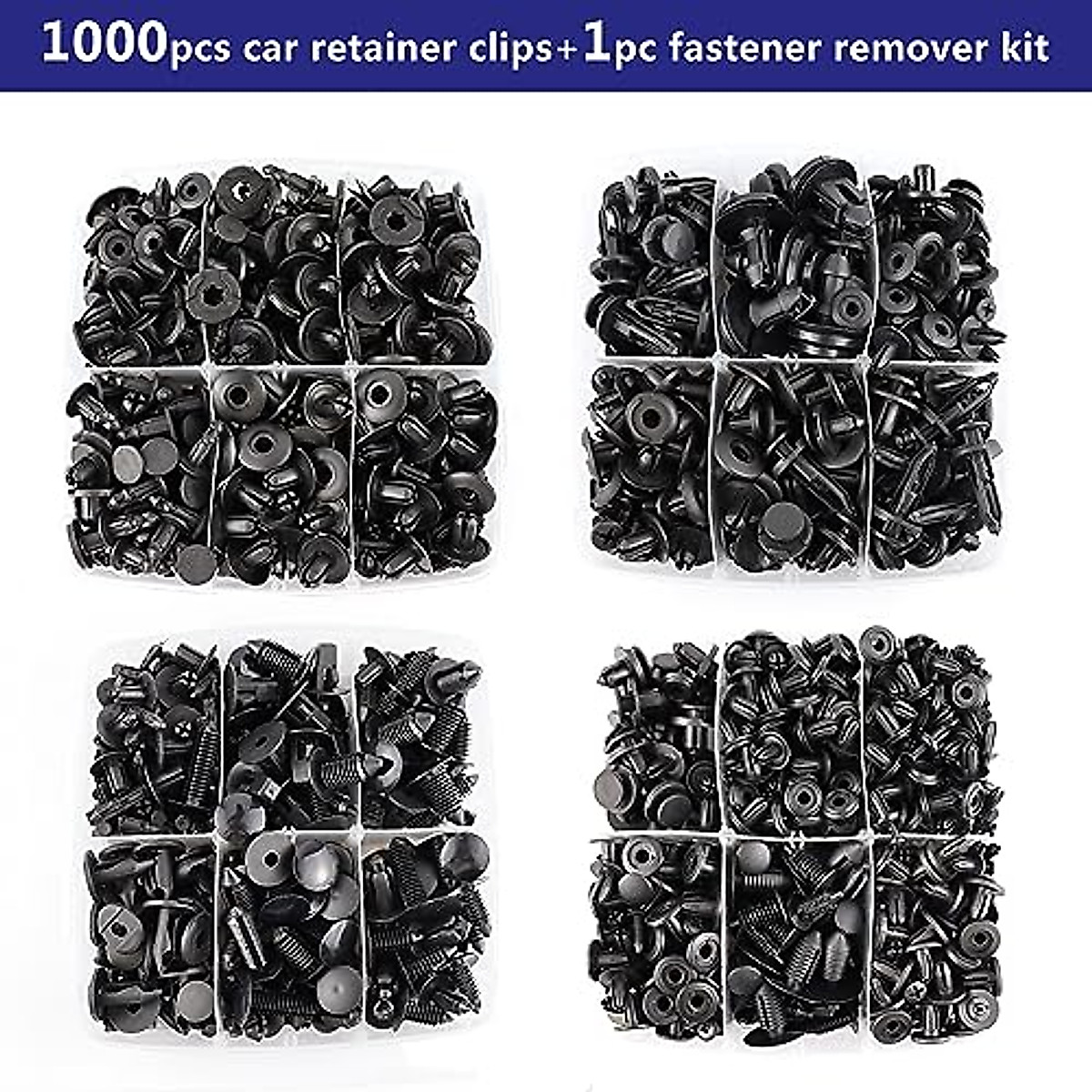 Car Bumper Clips Shield Retainer Clips Plastic Rivets 1001PCS Automotive Push Pins Assortment Xmas Tree Fasteners Kit Most Common Sizes Auto Body Push Pin with Removers for Ford Honda Chrysler GM