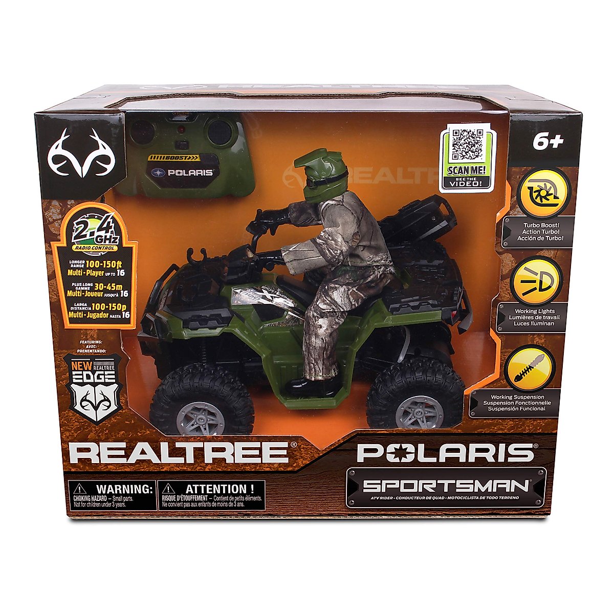NKOK Realtree 1: 8 Rc Polaris Sportsman XP 1000 with Turbo Boost & Rider, Turbo Boost Feature with Extra Speed, Allows Children to Pretend Play and Use Their Imagination, for Ages 6 and up