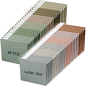 48 Pieces 11.6 x 9 Inches Letter Size Hanging File Folders with Pocket and Tabs Multicolor Pocket Hang Folders Letter Size Hanging Folders for Home Office and School Document Storage (Fresh Color)