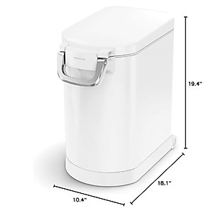 simplehuman 25 Liter, 27 lb / 12.2 kg Medium Pet Food Storage Container for Dog Food, Cat Food, and Bird Feed, White