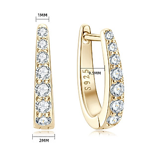 DYUNQ Moissanite Small Hoop Earrings for Women and men, 925 Sterling Silver with 18k White Gold Plating, Sparkling D Color VVS1 Clarity, Hypoallergenic Jewelry Box Packed (Yellow)