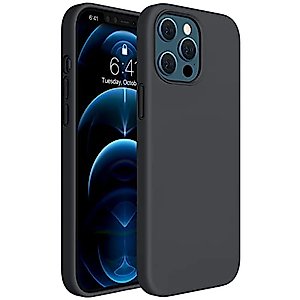 Miracase Compatible with iPhone 12 Pro Max Case 6.7 inch [Soft Anti-Scratch Microfiber Lining], Liquid Silicone Case Gel Rubber Full Body Protection Shockproof Drop Protection Case(Black)