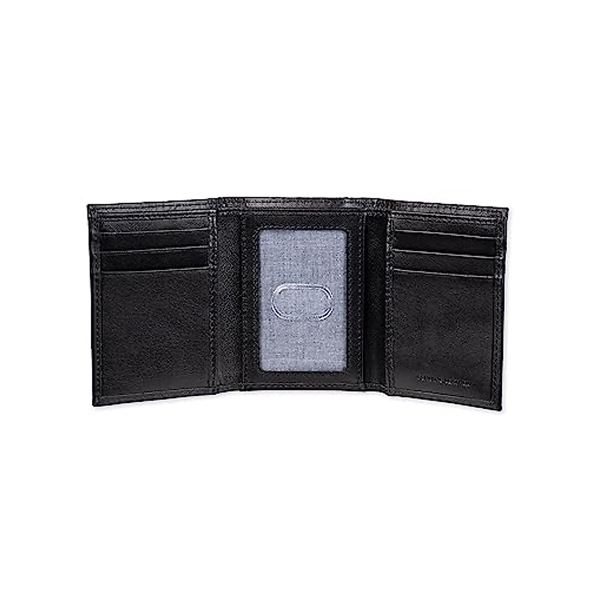 Amazon Essentials Men's Vertical Trifold Leather Wallet, Black, One Size