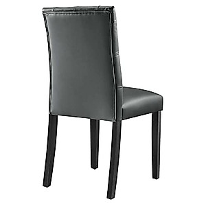 Modway Duchess Modern Tufted Button Faux Leather Upholstered Parsons Two Dining Chairs in Gray