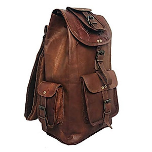 DHK 24'' Genuine Leather Vintage Handmade Casual Day-pack Cross body Messenger Laptop Backpack Travel Rucksack