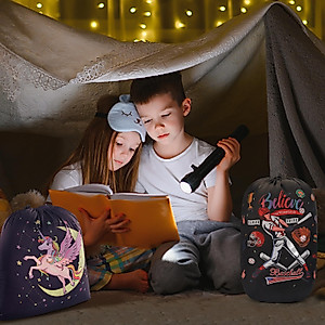 ETGLCOZY Unicorn Sleeping Bag for Girls, Warm Weather Sleeping Mat with Pillow for Kids Camping Backpacking Hiking Daycare Preschool Travel, Ultralight, Durable, Water-Resistant, Easy Carry and Pack