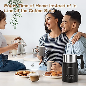 Secura Coffee Milk Frother, 5-IN-1 Electric Milk Steamer with Detachable Stainless Steel Jug Automatic Hot/Cold Foam & Hot Chocolate Maker with LED Touch Screen, Temperature Display, Induction Heating