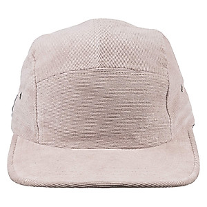 FLVFF 5 Panel Hat for Men Women Flat Brim Baseball Cap Urban Street Camper Hats (F1) (Beige Corduroy)