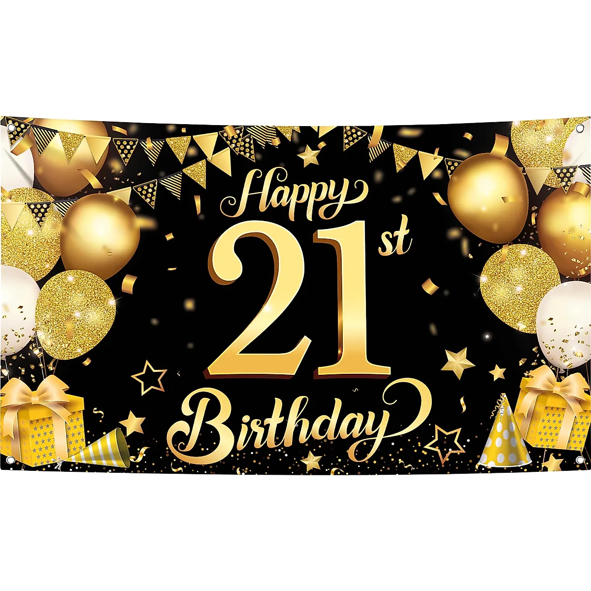 KatchOn, Giant Gold Number 21 Balloon - Pack of 3 | Gold 21 Birthday Balloon, 21st Birthday Backdrop | Happy 21st Birthday Banner Black and Gold for Happy 21st Birthday Decorations for Him