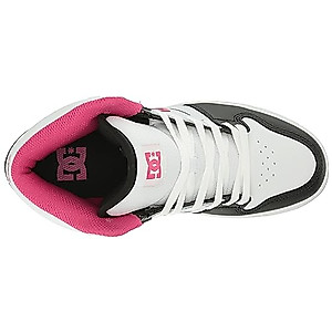 DC Women's Manteca 4 High Top Skate Shoe, Black/White/Pink, 7.5