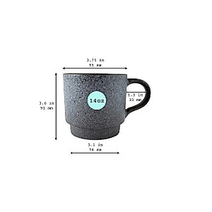 Essential Drinkware 14oz Classic Stackable Ceramic Coffee Mugs, Assorted Colors - Set of 4 Space Saving Durable Stacking Cups with Speckled Finish